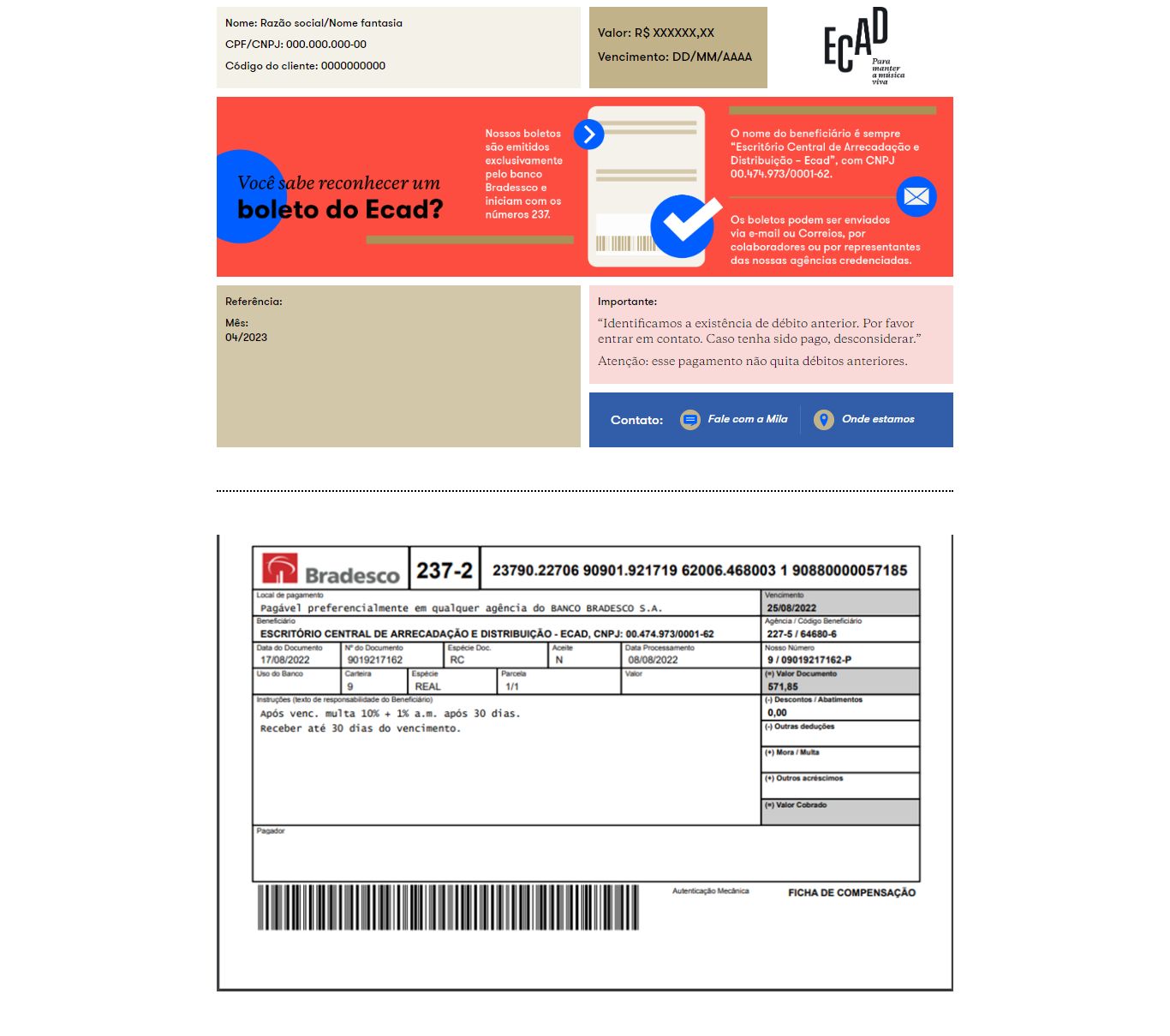 O boleto do Ecad está de cara nova - ECAD